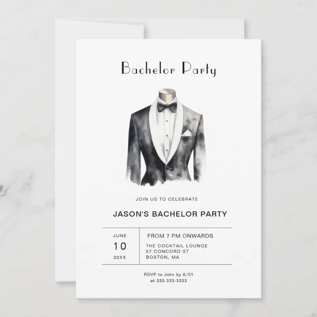 Tuxedo Bachelor Party Invitation | Zazzle