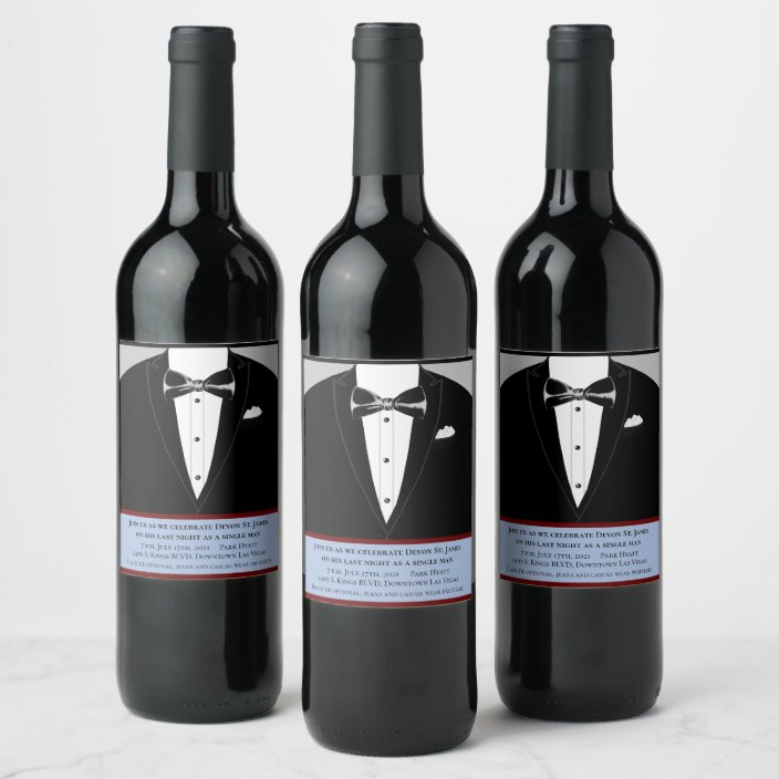 Tuxedo bachelor party invitation labels | Zazzle.com