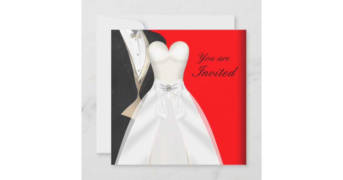 Tuxedo Ball Gown Black Tie Party Invitations | Zazzle