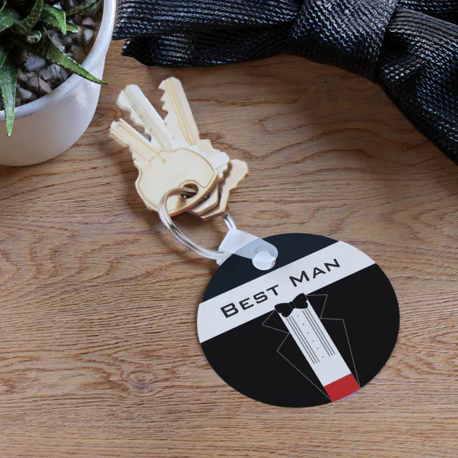Tuxedo Best Man Wedding Favor Keychain | Zazzle