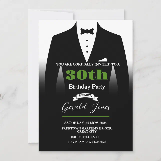 Tuxedo Birthday Invitation | Zazzle
