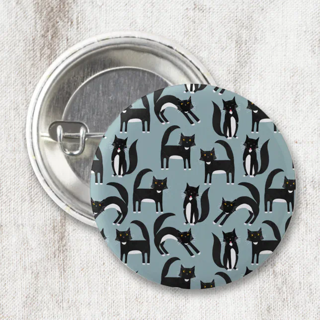 Tuxedo Black and White Cats Button | Zazzle