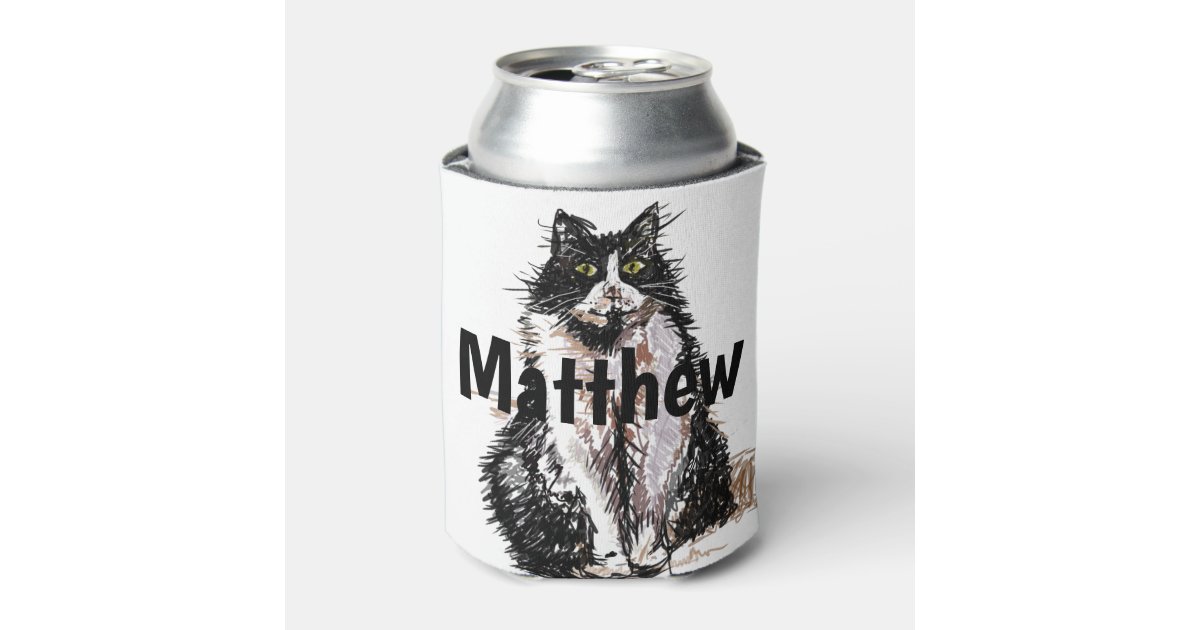 Tuxedo Cat Black and White Cats Can Cooler | Zazzle