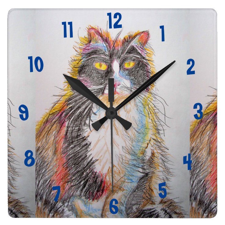 Tuxedo Cat Cats Art Animal Childs Room Clock | Zazzle