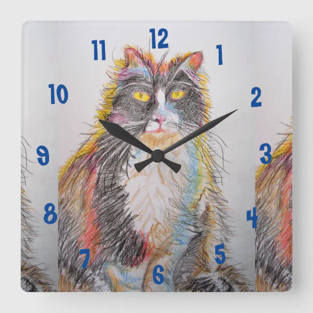 Tuxedo Cat Cats Art Animal Childs Room Clock | Zazzle