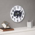 Tuxedo Cat Face Head Pointillism Wall Clocks | Zazzle
