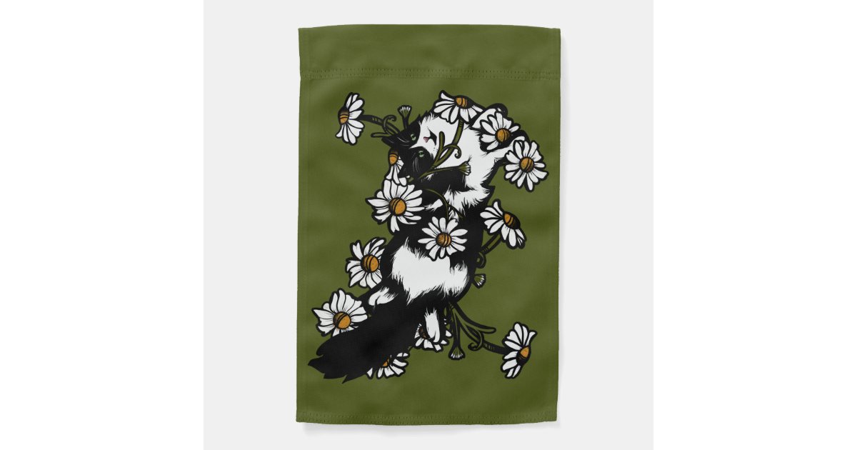 Tuxedo Cat Garden Flag | Zazzle