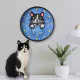 Tuxedo Cat in Faux Denim Pocket with Custom Name Clock | Zazzle