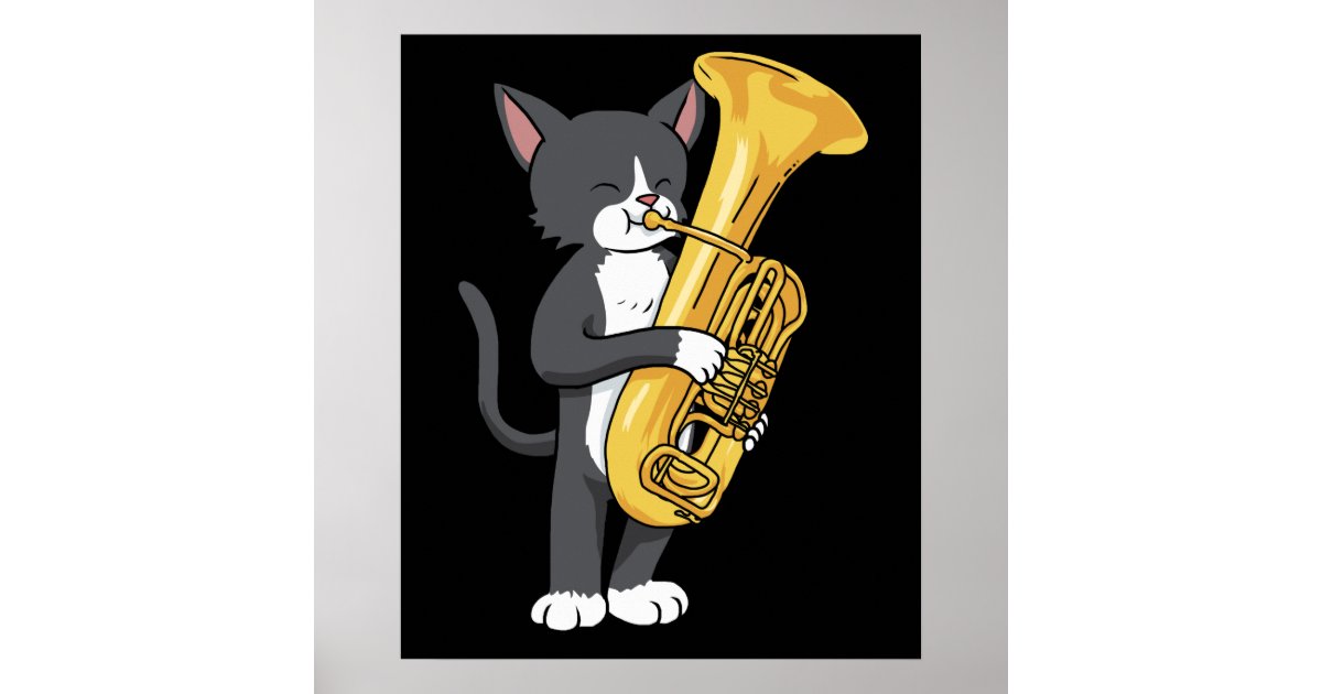 Tuxedo Cat Tuba Gifts Women Men Marching Band Tuba Poster | Zazzle