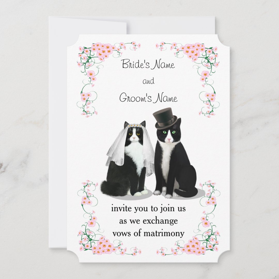 Tuxedo Cat Wedding Invitation | Zazzle