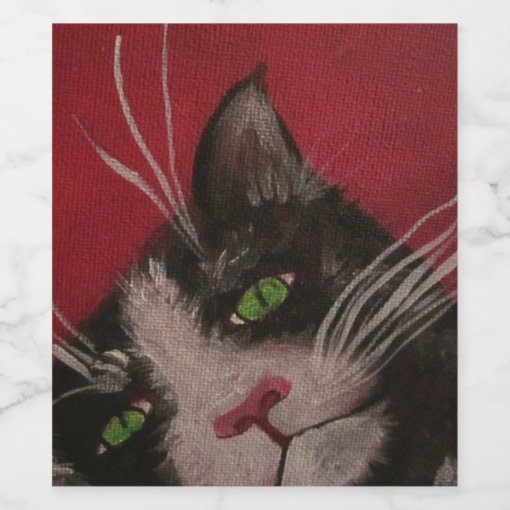 tuxedo cat wine label | Zazzle