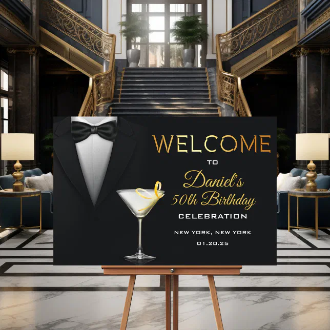 Tuxedo Cocktail Welcome Sign | Zazzle