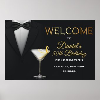 Tuxedo Cocktail Welcome Sign | Zazzle