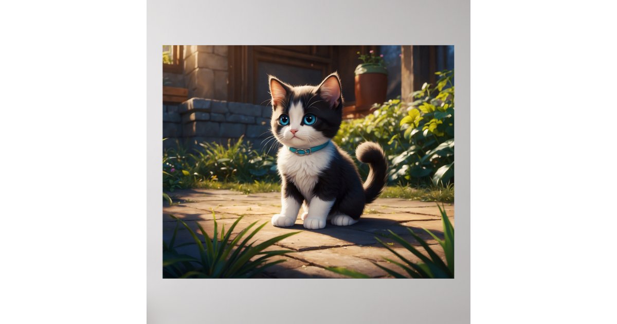 Tuxedo Garden Kitty Cat 5:4 Feline Kitten Poster | Zazzle
