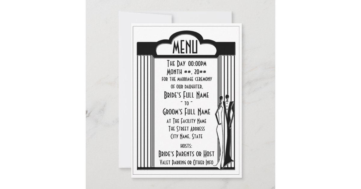 Tuxedo - Menu (Unlocked) Invitation | Zazzle