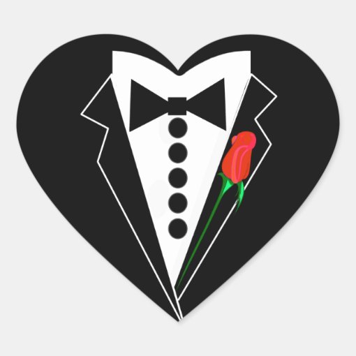 Tuxedo Sticker Heart Shape Sticker | Zazzle