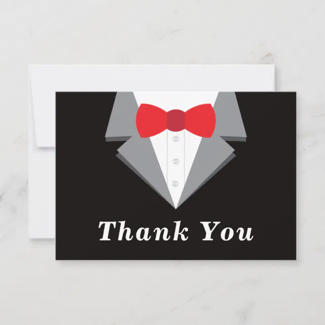 Tuxedo Thank You Card, Black Tie RSVP Card | Zazzle