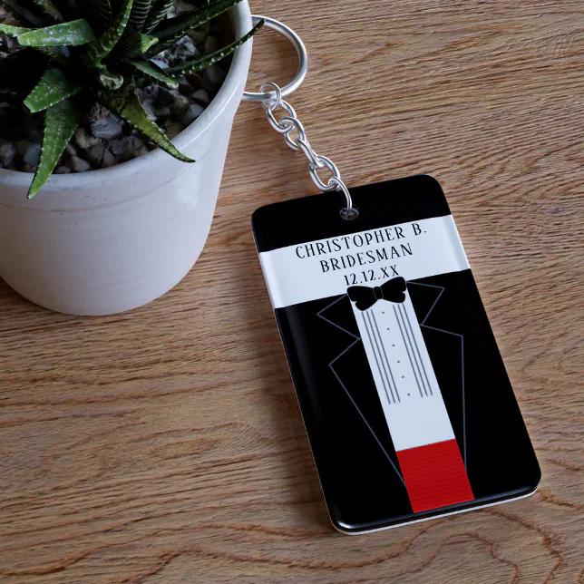 Tuxedo Wedding Bridesman Proposal Acrylic Keychain | Zazzle