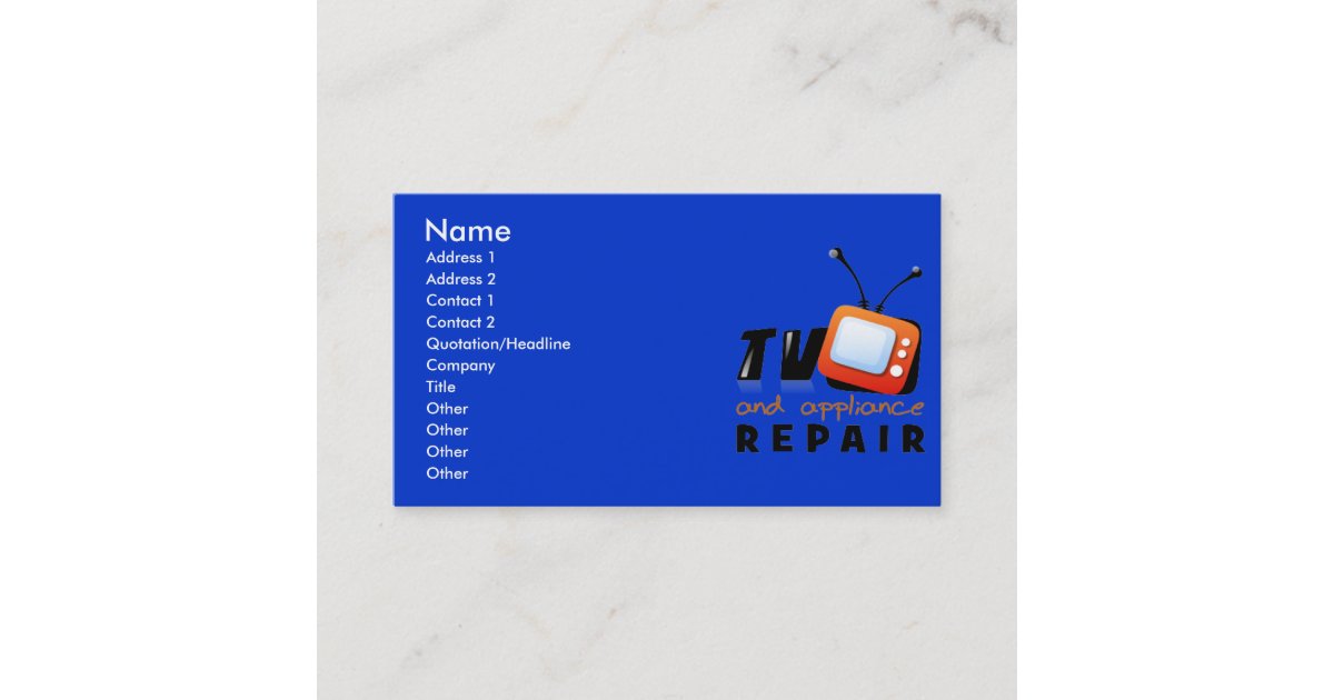 TV and Appliance Repair Business Cards | Zazzle