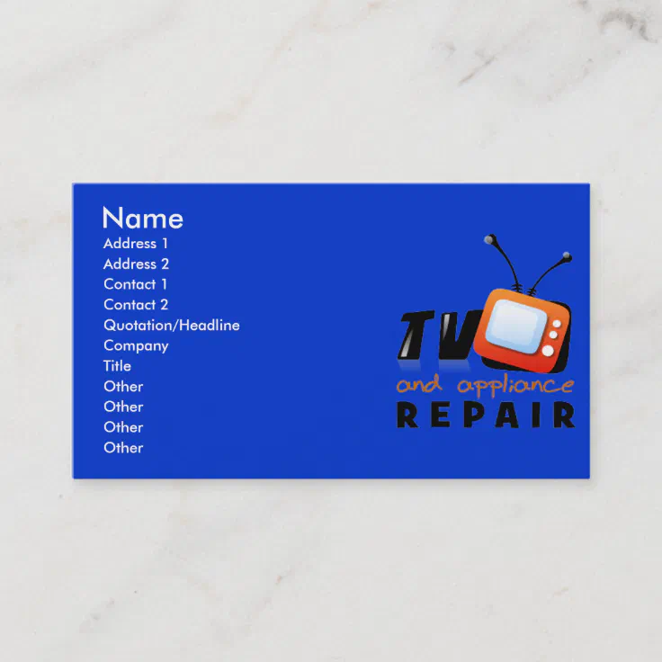 TV and Appliance Repair Business Cards | Zazzle
