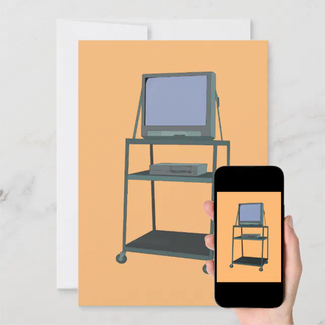 TV and VCR cart Classroom 80s 90s Funny School Invitation | Zazzle