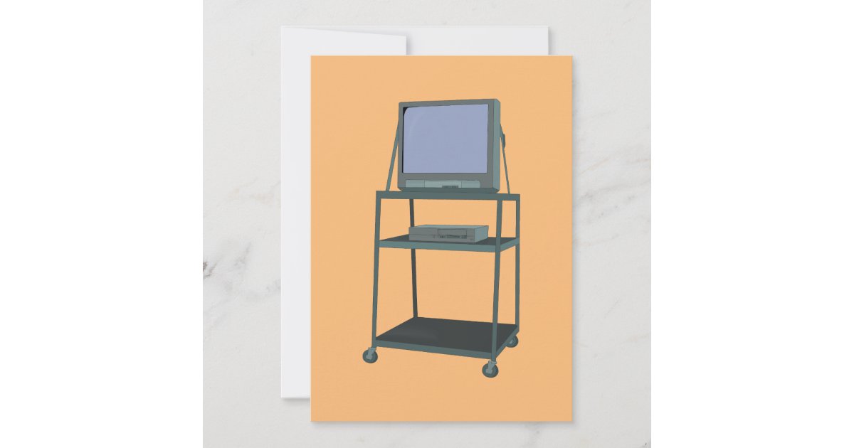 TV and VCR cart Classroom 80s 90s Funny School Invitation | Zazzle