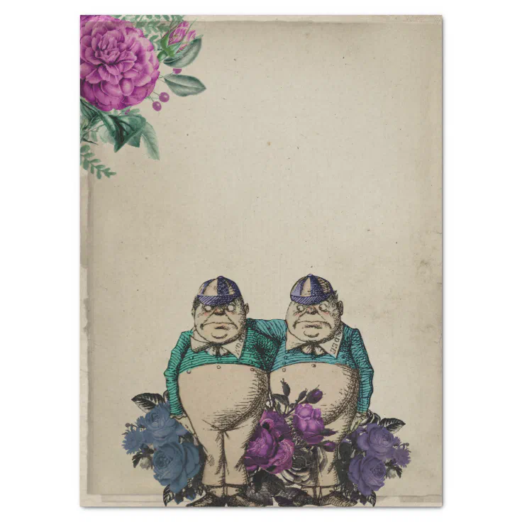 Tweedledee and Tweedledum Floral Wonderland Craft Tissue Paper | Zazzle