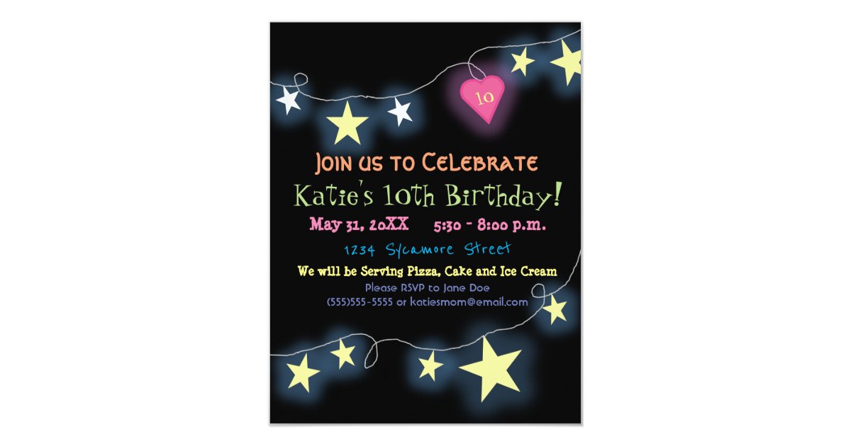 Tween Birthday Girl Colorful Party Invitation | Zazzle.com