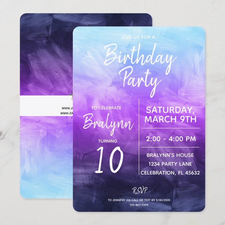 Tween Girl Birthday Party Watercolor Design Invitation | Zazzle