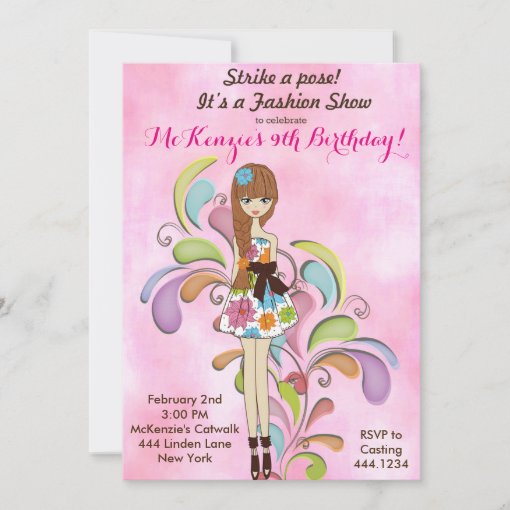 Tween Girl Fashion Birthday Invitation | Zazzle