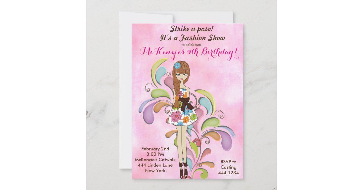 Tween Girl Fashion Birthday Invitation | Zazzle