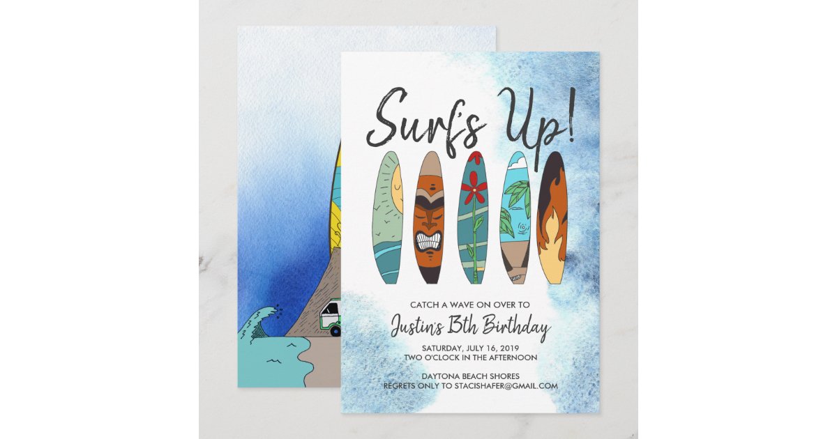 Tween Surfing Party Invitation | Zazzle
