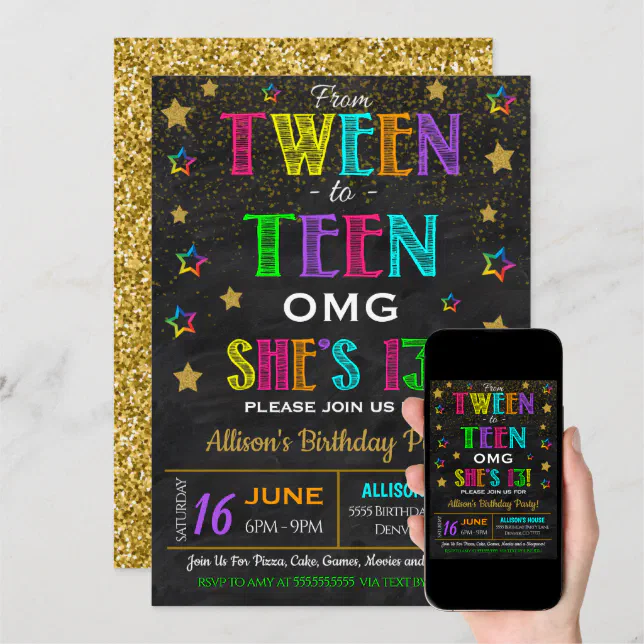 Tween To Teen Birthday Party Invitation | Zazzle