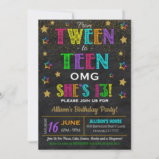 Tween To Teen Birthday Party Invitation | Zazzle