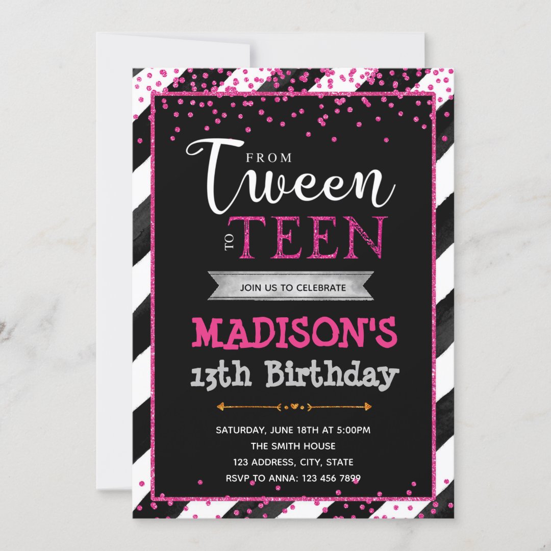 Tween to teen birthday party invitation | Zazzle