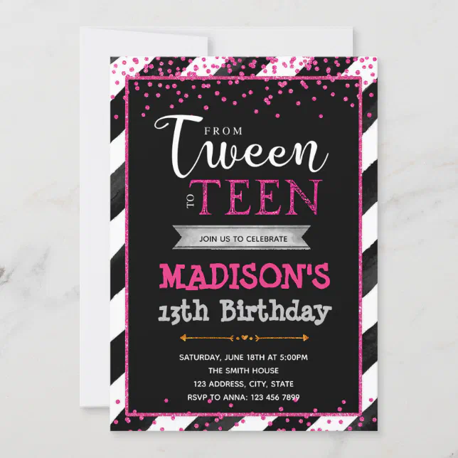 Tween to teen birthday party invitation | Zazzle