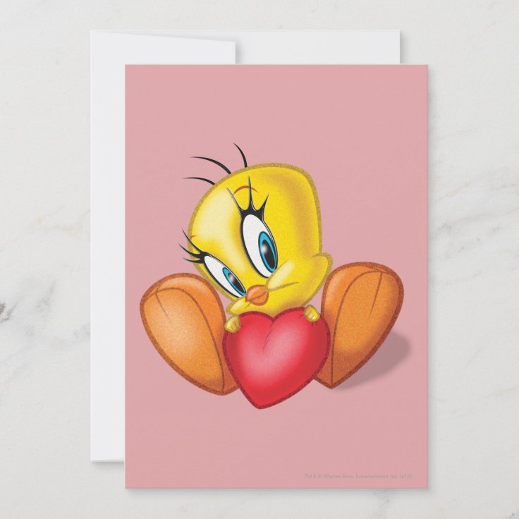 Tweety Holding Heart Invitation | Zazzle