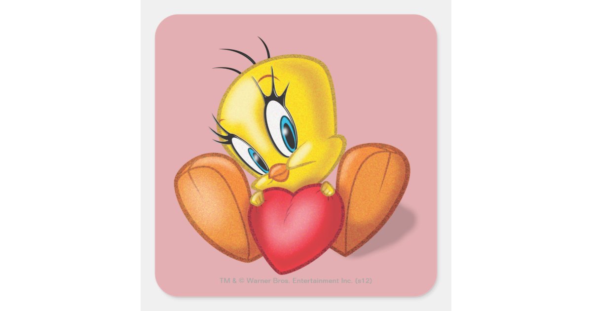 TWEETY™ Holding Heart Square Sticker | Zazzle