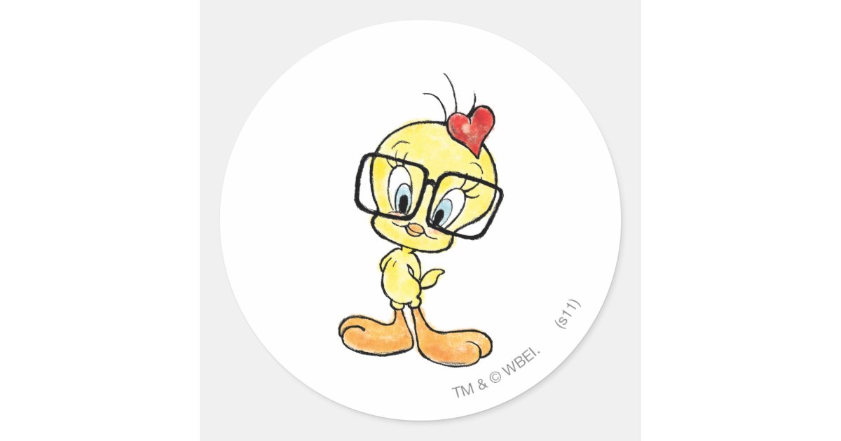 TWEETY™ Nerd Classic Round Sticker | Zazzle