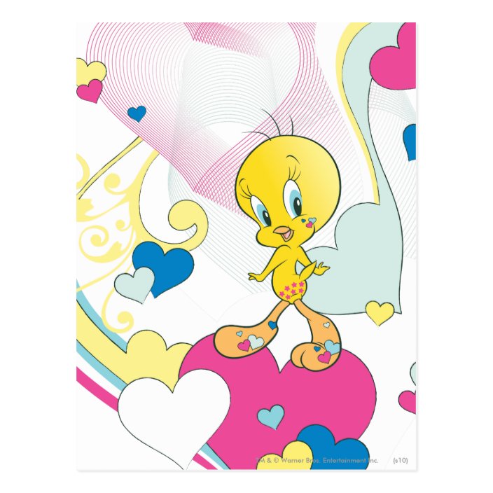 Tweety On Heart Postcard | Zazzle.com