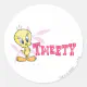 "TWEETY™" Pink Classic Round Sticker | Zazzle