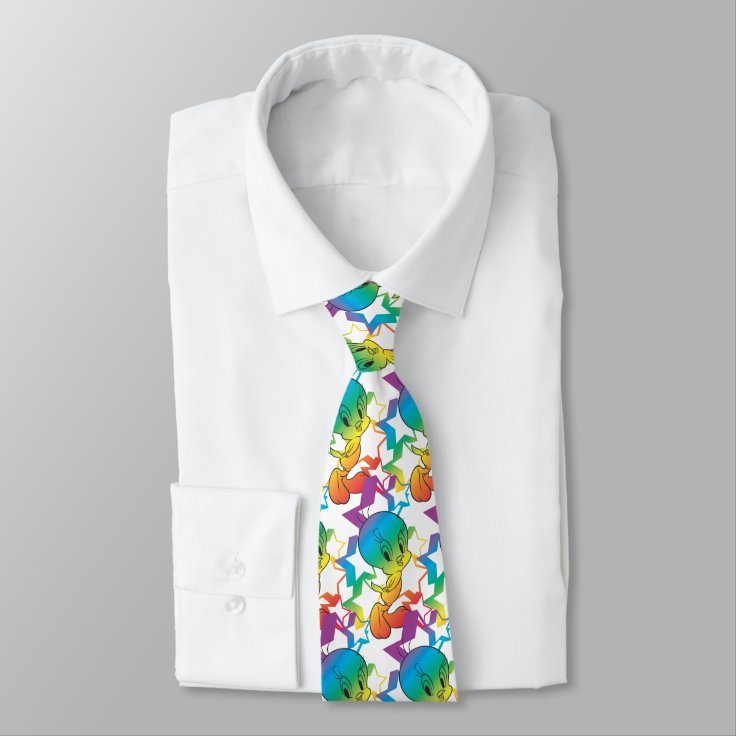 Tweety Rainbow Stars Neck Tie | Zazzle