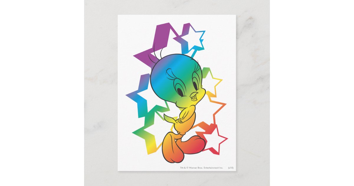 TWEETY™ Rainbow Stars Postcard | Zazzle