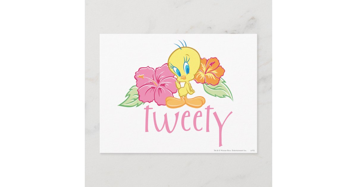 TWEETY™ Tropical Flowers Postcard | Zazzle