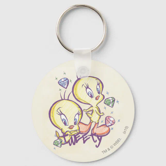 TWEETY™ with Gems Keychain | Zazzle