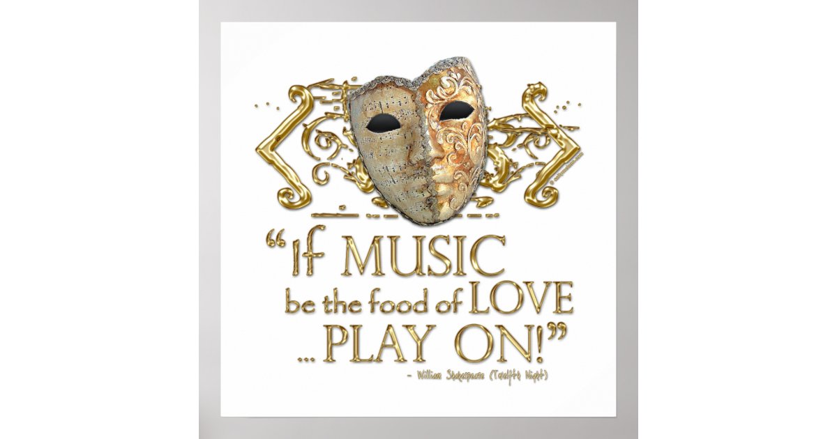 Twelfth Night Music Quote (Gold Version) Poster | Zazzle