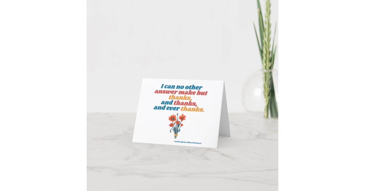 Twelfth Night Shakespeare Thank You Note | Zazzle