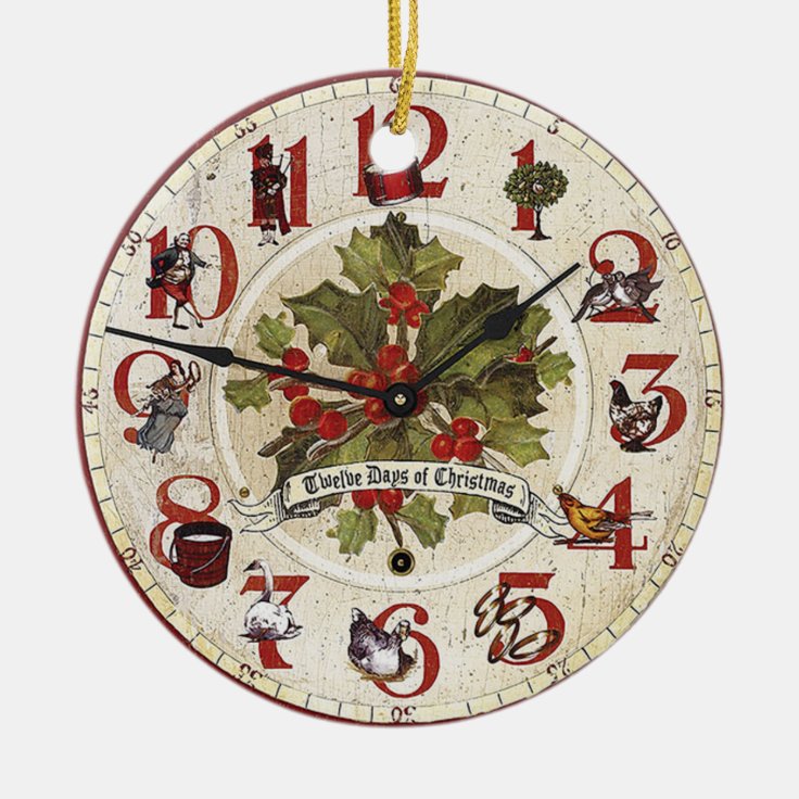 twelve days of christmas clock ornament | Zazzle