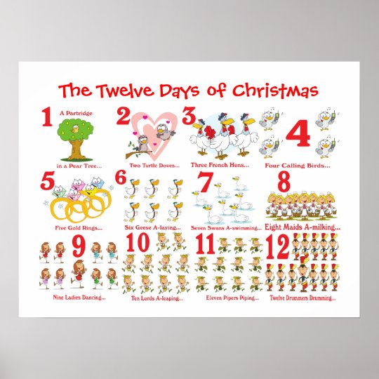 Twelve Days of Christmas Poster | Zazzle.com