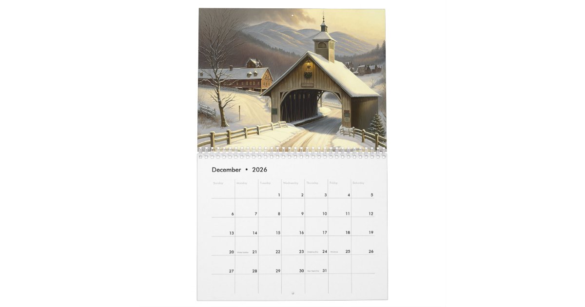 Twelve Months of Watercolor Covered Bridges Calendar | Zazzle